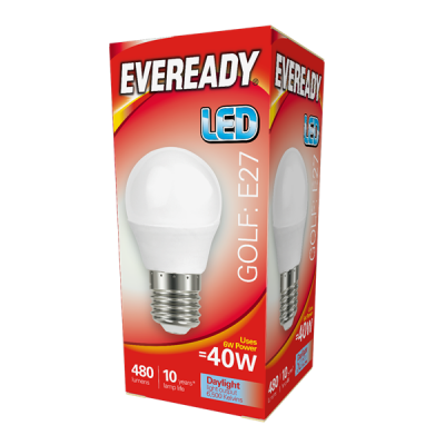 Eveready Led Golf 480LM OPAL E27 (ES) Daylight, Pack Of 5 – JACS Lighting