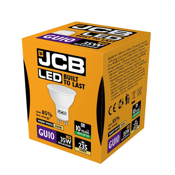 JCB 3W GU10 LED - 35W Replacement - 235lm - 3000K - Non Dimmable – JACS ...