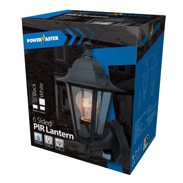 Powermaster 6 Sided Pir Lantern - Black – JACS Lighting